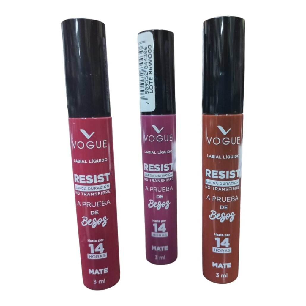 LABIAL LIQUIDO VOGUE RESIST A PRUEBA DE BESOS - Distribuidora Arymar
